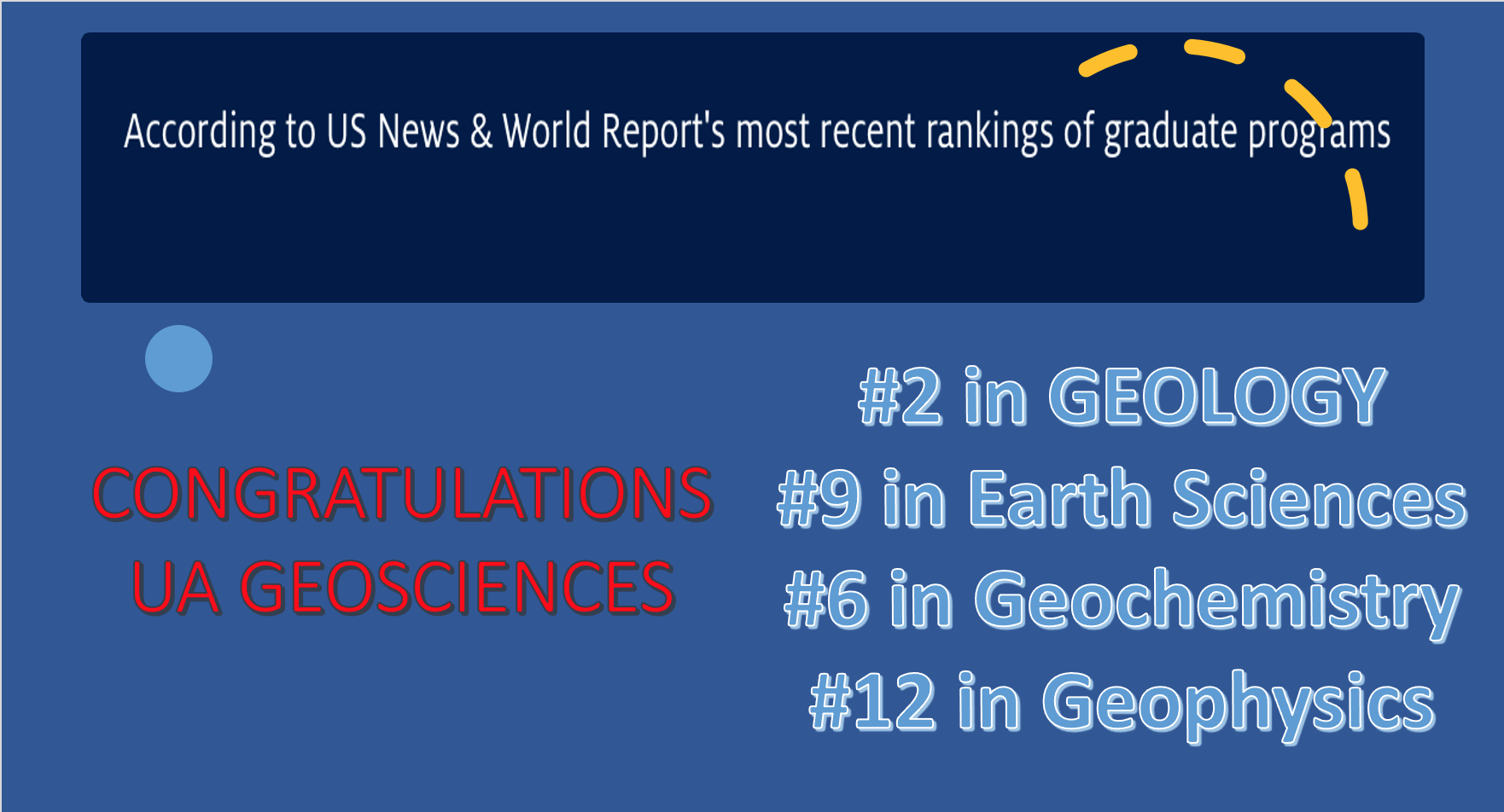 Congratulations to the Department of Geosciences on the high marks in ...